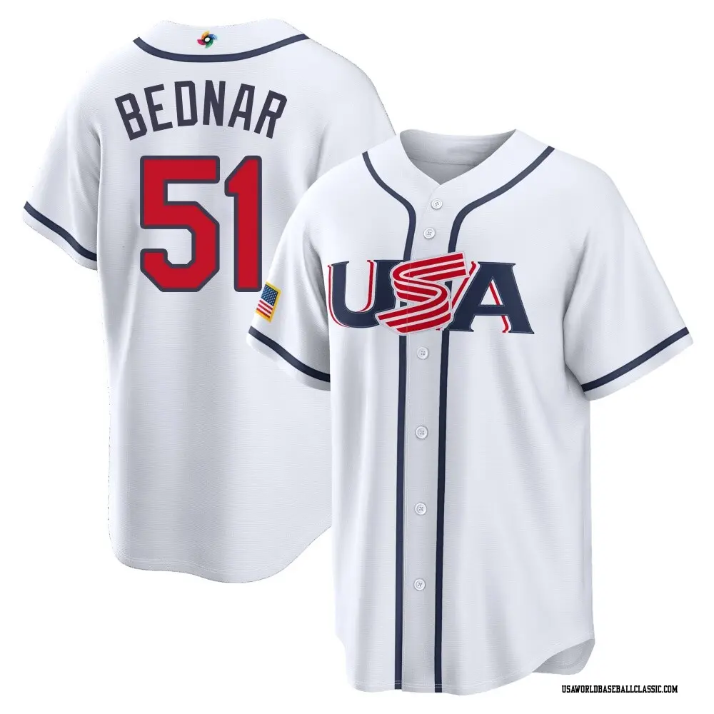 Youth David Bednar USA Baseball Replica White 2026 World Classic Home ...